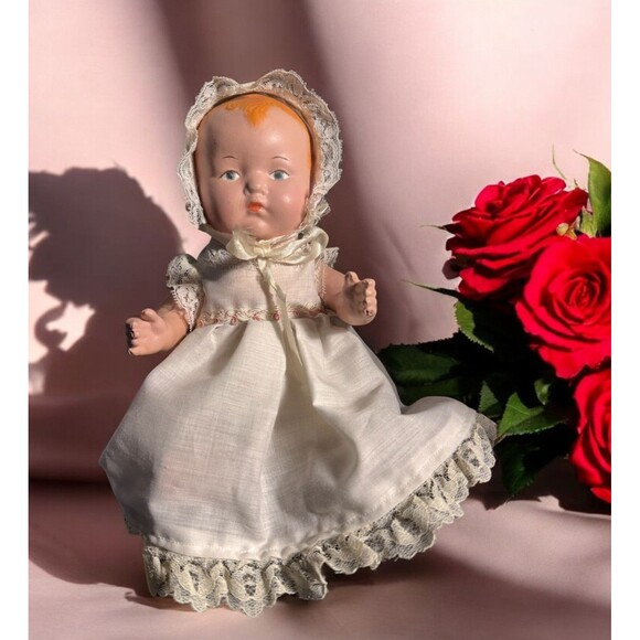 Unbranded | Toys | Vintage Composition Baby Doll 95s With Cute Outfit ...
